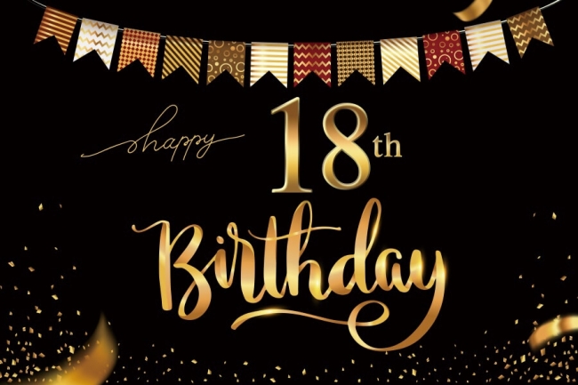 Black And Gold Happy 18th Birthday Backdrop Banner Party Photography ...