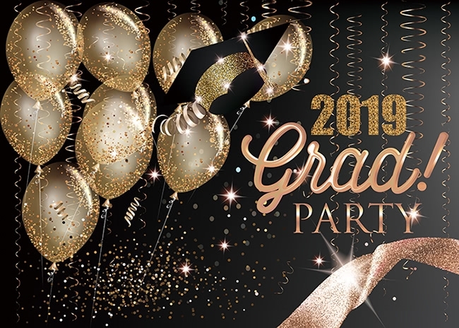 Golden Balloon Graduation Cap Ribbon Graduation Backdrop DIY Background