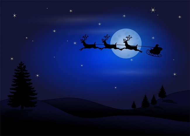 Santa Sleigh Flying Wallpaper