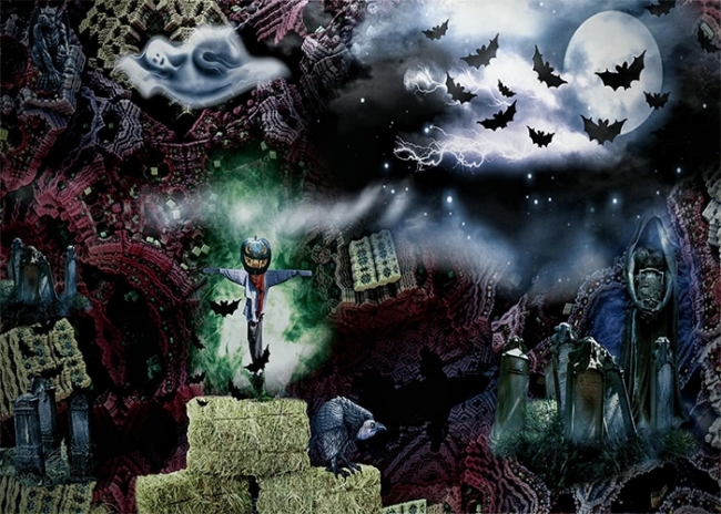 Scary Ghost Bat Halloween Party Backdrop Studio Stage Photography ...