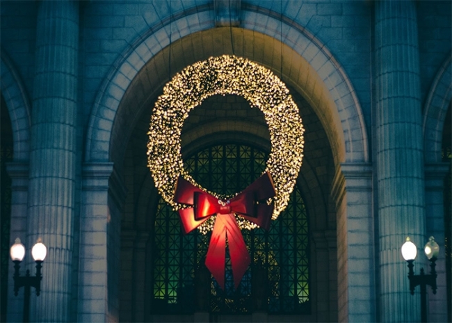 Outdoor Night Light Decoration Christmas Wreath Backdrop Photography ...