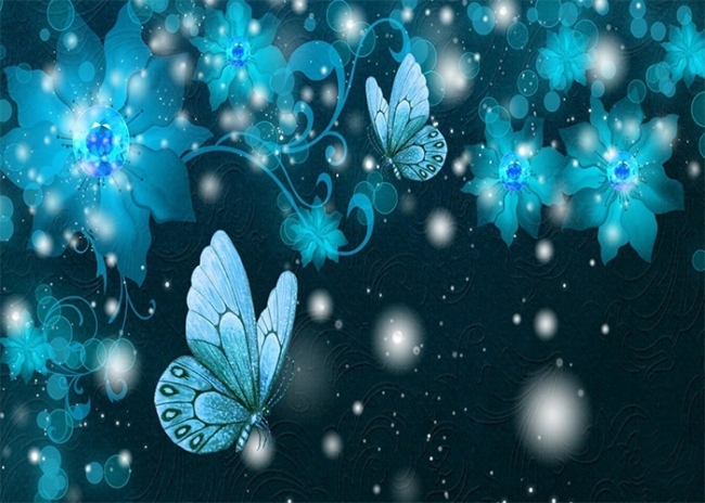 Personalized Blue Butterfly Backdrop Party Studio Photography Background