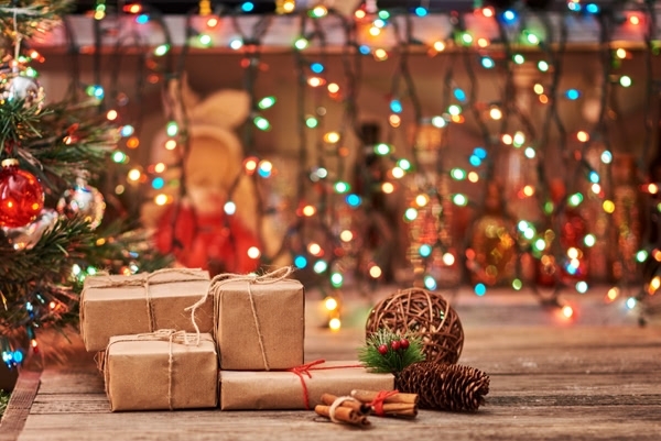 Christmas Light Gift box Background Decoration Prop Christmas Photo ...