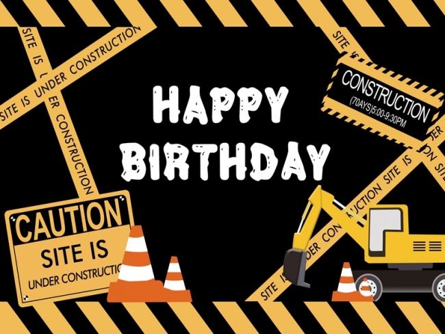 Construction Theme Boy Happy Birthday Backdrop Cake Table Decorations ...