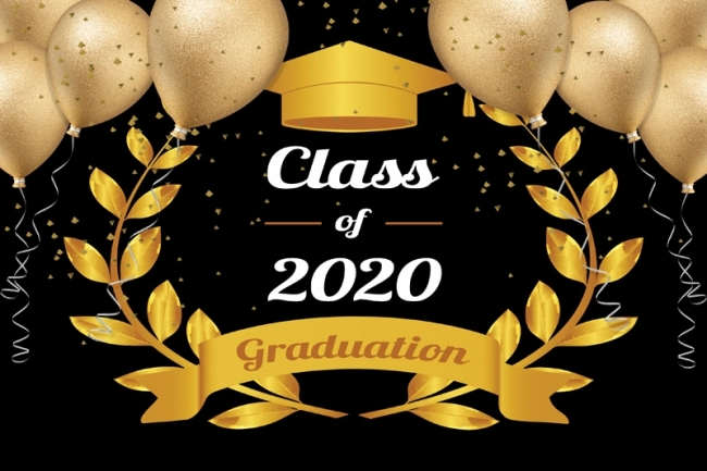 Personalized Golden Balloon Cap Black Background 2020 Graduation ...