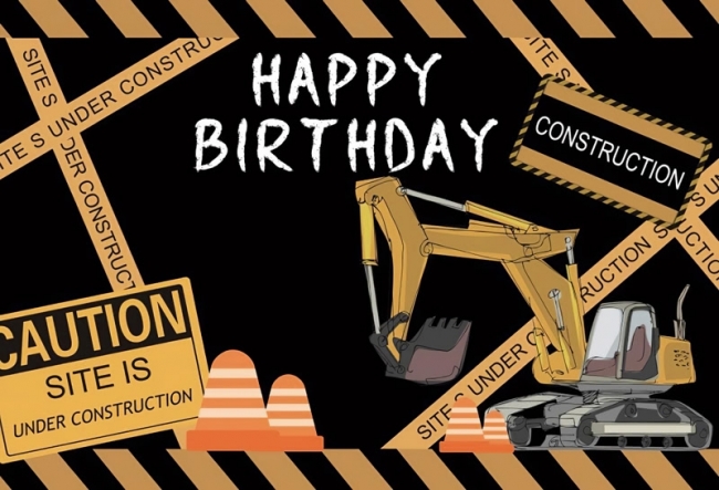 Excavator Construction Theme Boy Happy Birthday Backdrop Cake Smash ...