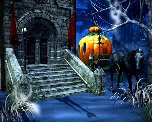 Pumpkin Scary Magic Castle Halloween Party Backdrop Decoration Prop