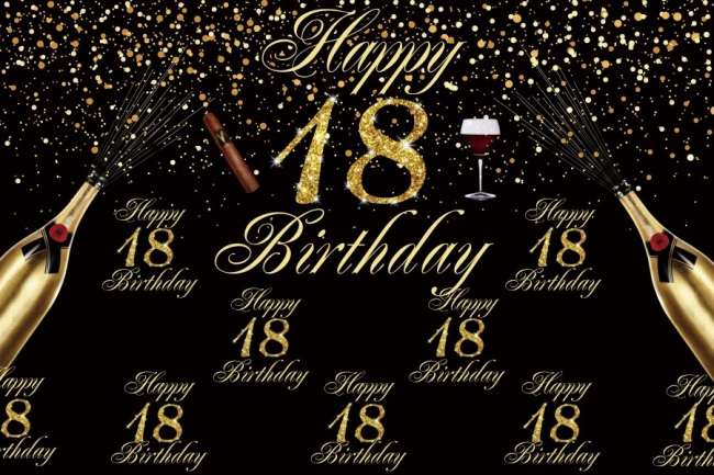 Gold Sparkle Happy 18th Birthday Backdrop Banner Party Photography ...