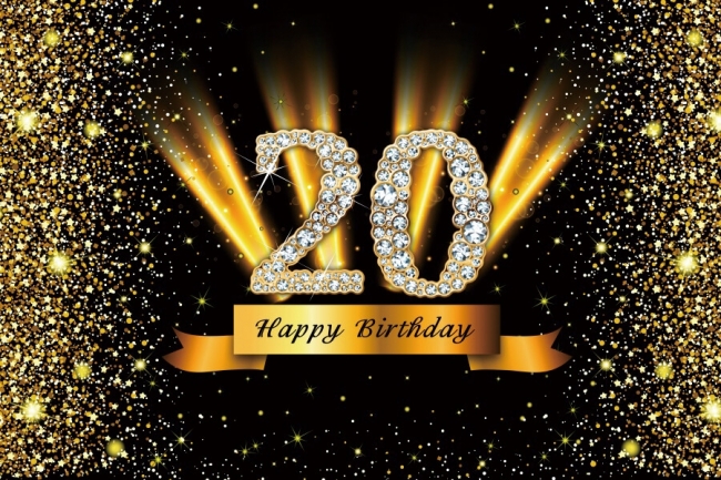 Gold Sparkle Happy 20th Birthday Backdrop Banner Party Photography ...