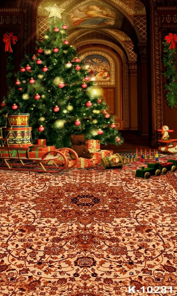 Medieval Wall Background Rug Christmas Tree Backdrop