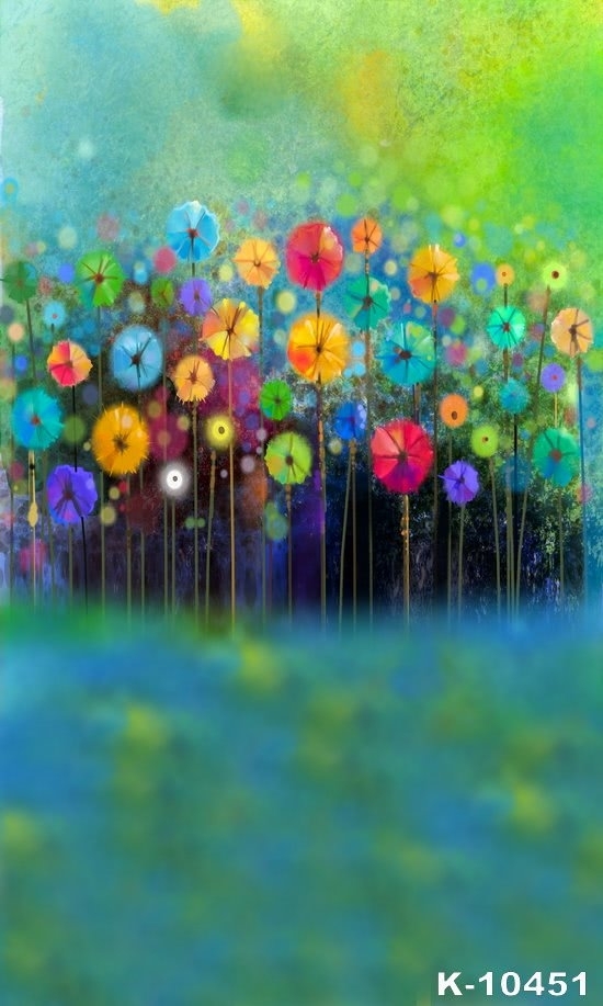Colorful Small Flowers Oil Painting Personalized Vinyl Photography ...