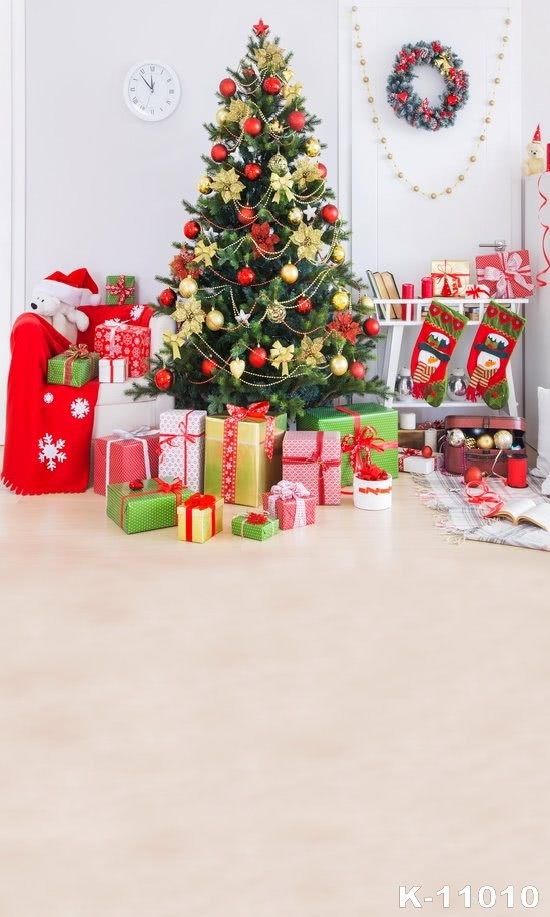 Indoor Christmas Tree Gifts Vinyl Photography Backdrops