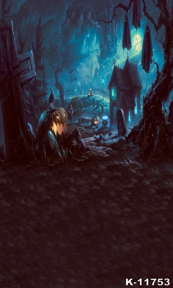 Horrible Terror Forest Pumpkin Halloween Backdrops Photography