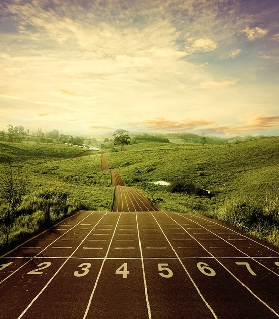 Athletics Match Starting Line Sunrise Running Track Backdrop Studio ...