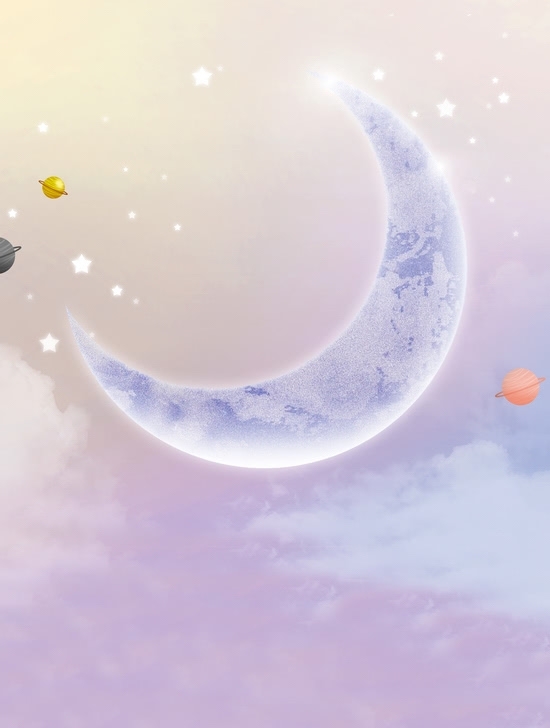 Crescent Theme Starry Sky Newborn Girl Baby Shower Happy Birthday Party ...