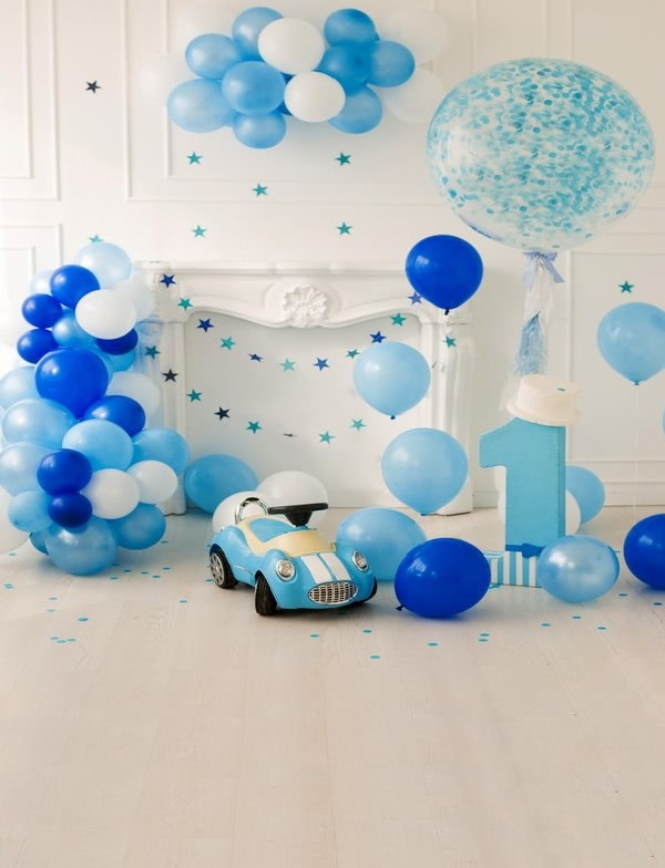 Baby Boy One Year Old 1st Happy Birthday Party Backdrop With Balloon 