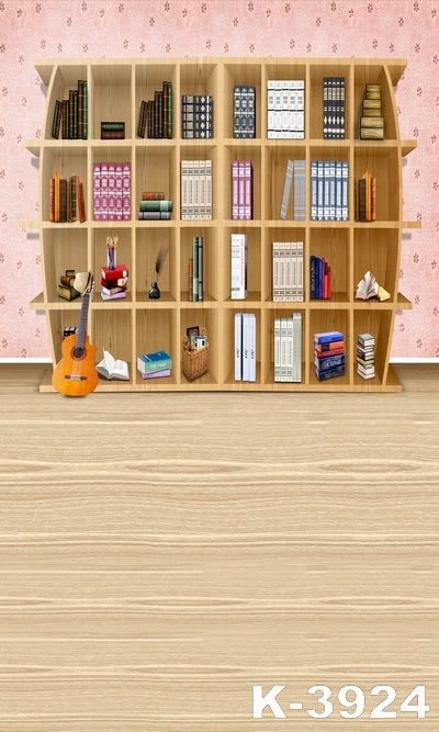 Wooden Floor Bookcase Photo Background Children Vinyl Backdrops