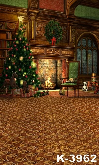 Medieval Building Wall Christmas Tree Theme Vinyl Photography Backdrops