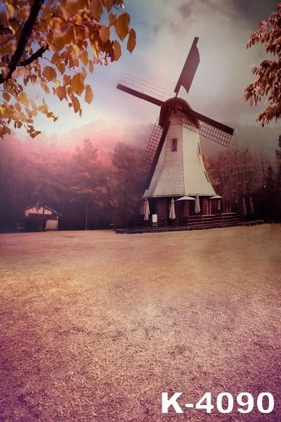 Autumn Fall Windmill Garden Backdrop Background for Photography