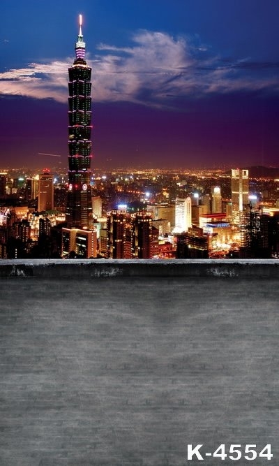 Overlooking City Nightscape Building Scenic Backdrops Studio Background ...