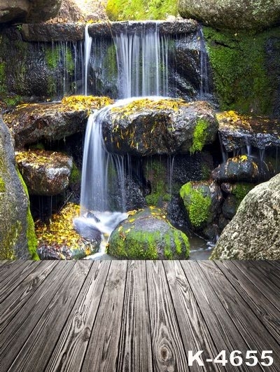 Water Flowing from Stones Garden Photo Studio Backdrops
