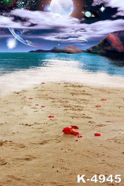 Personalized Space Planet Scenic Background Beach Backdrop