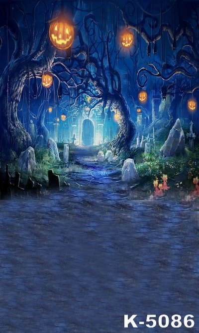 Tree Vine Pumpkin Halloween Children's Photography Backdrops