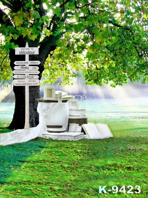 Green Big Tree Grassland Scenic Professional Photo Backdrops