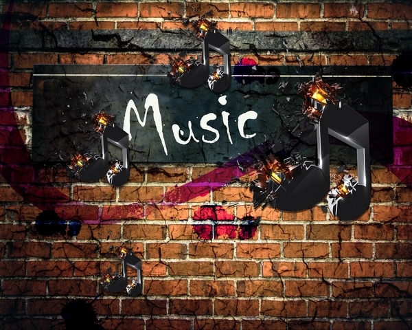 Vintage Bricks Wall Music Party Backdrop Video Photography Background ...