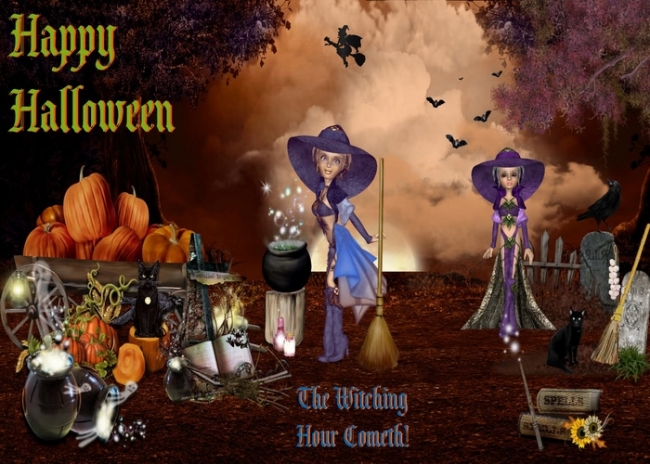 Witching Hour Cometh Halloween Party Backdrop Stage Photography ...