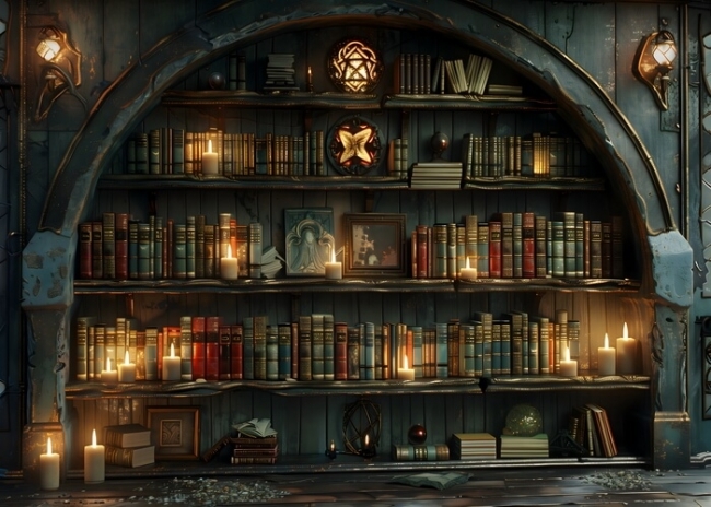 Antique Bookshelves Shelved Literature Bookstore Backdrop