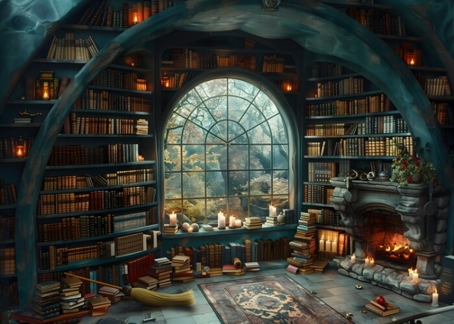 Antique Bookshelves Bookstore Backdrop Vintage Shelved Literature ...