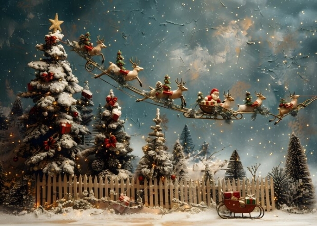 Santa's Flying Backdrop Christmas Party Decoration Background
