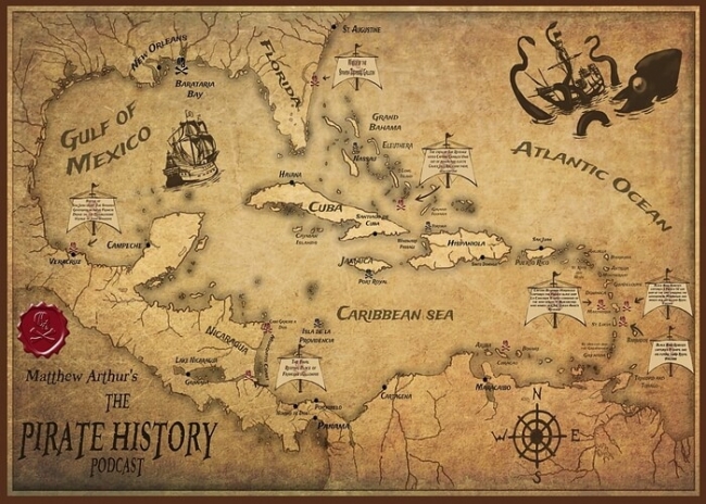 Pirate Treature Island Map Backdrop Party Background Banner Poster