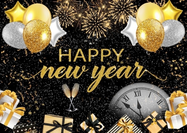 Golden Glitter And Balloon Happy New Year Backdrop Party Photography ...