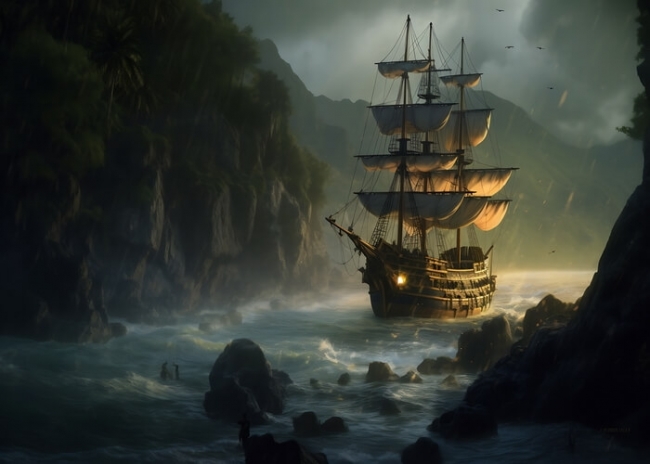 Old Vintage Pirate Ship Backdrop Party Background Banner Poster