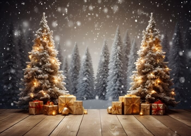 Wooden Floor Christmas Tree Backdrop Studio Photoshoot Booth ...